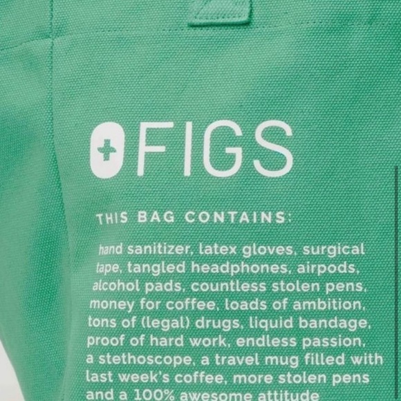Figs | Bags | Figs Surgical Green Canvas Tote Brand New | Poshmark